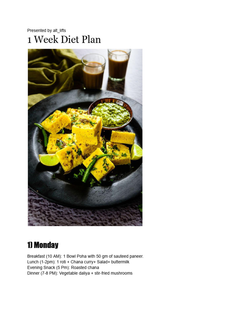 7-Day Healthy Diet Meal Plan | PDF