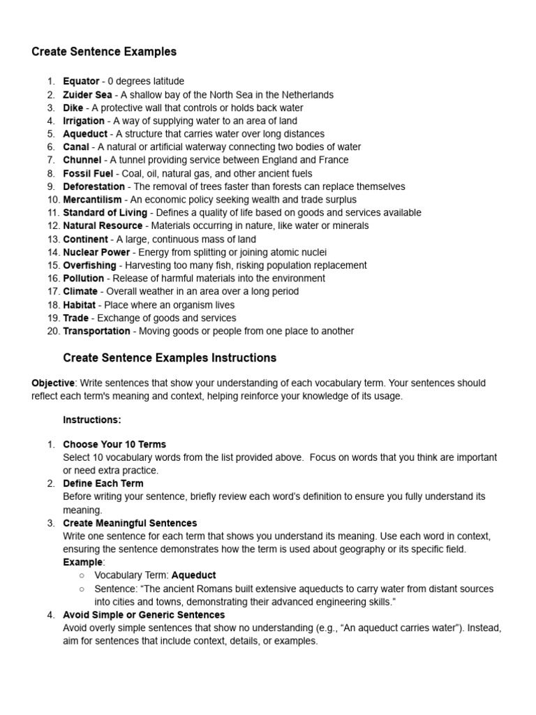 Crafting Sentences for Vocabulary Terms | PDF | Water | Fuels