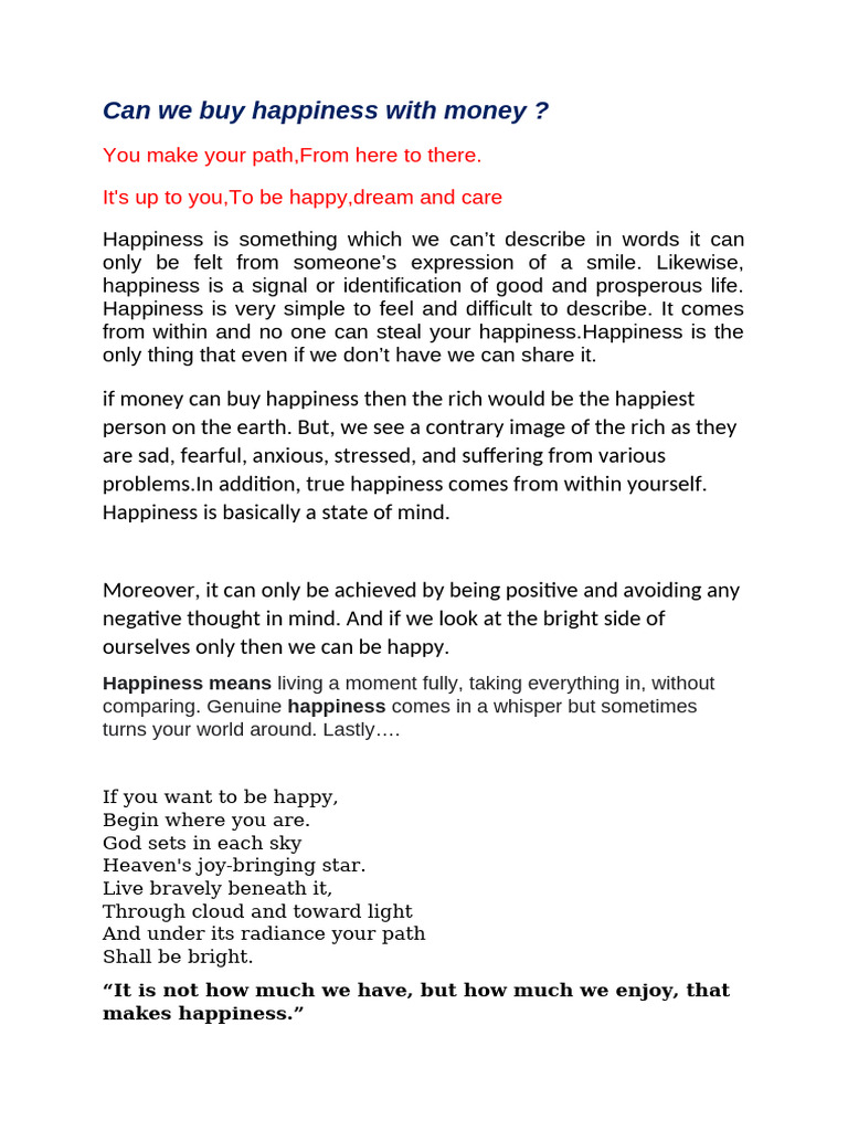Can Money Buy You Happiness | PDF