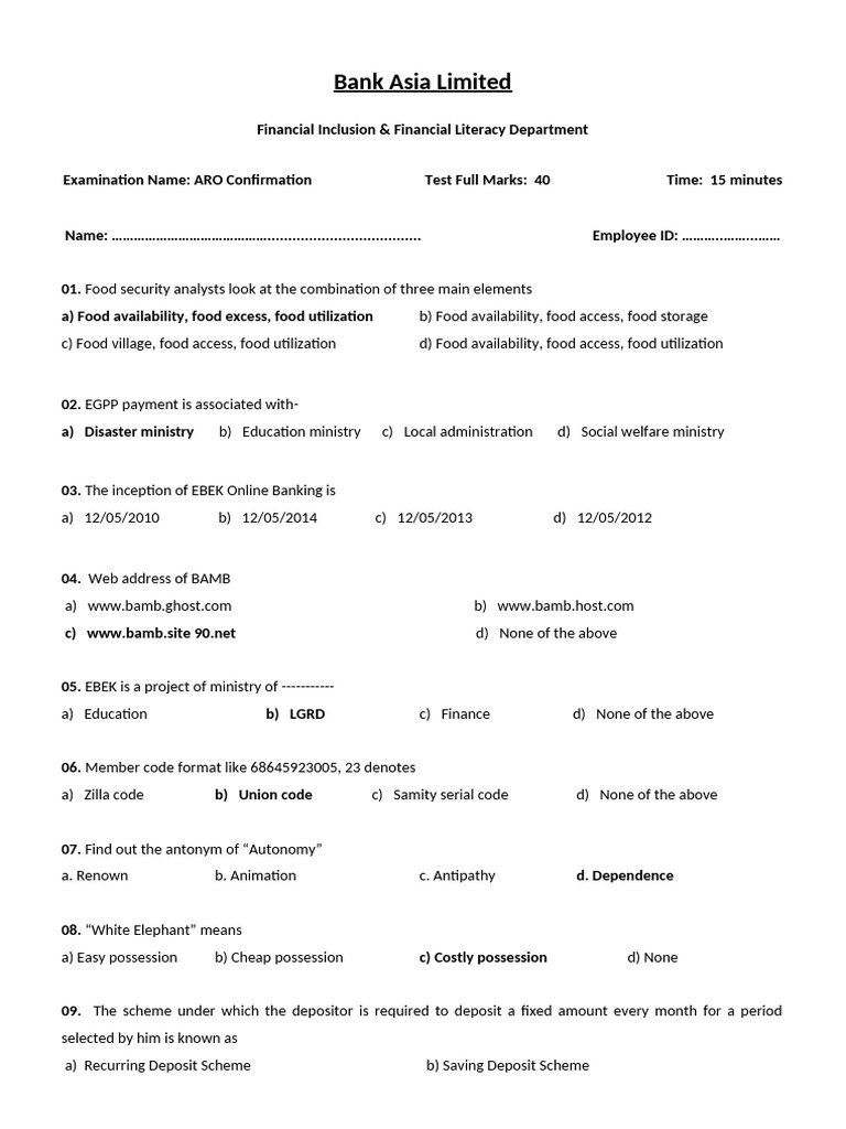 Model Test 2 (overall) | PDF | Business