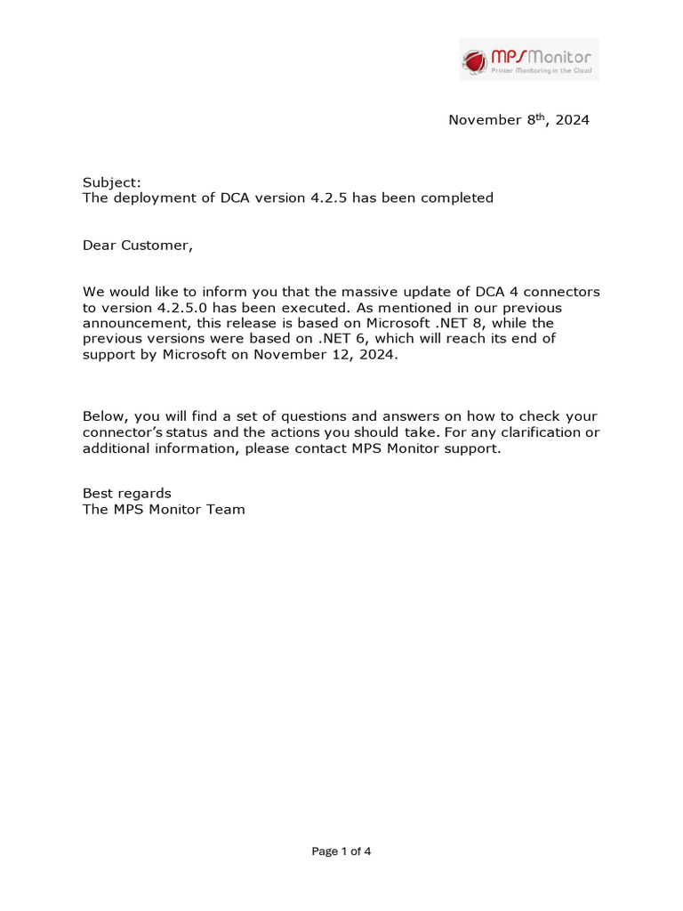 Communication DCA4 .NET 8- end of deploy 4.2.5.0-ENG | PDF | Microsoft ...