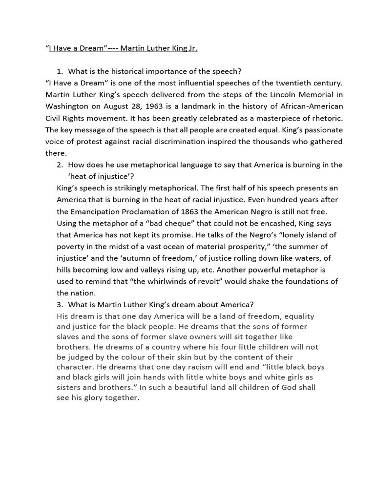 I Have A Dream - Notes | PDF