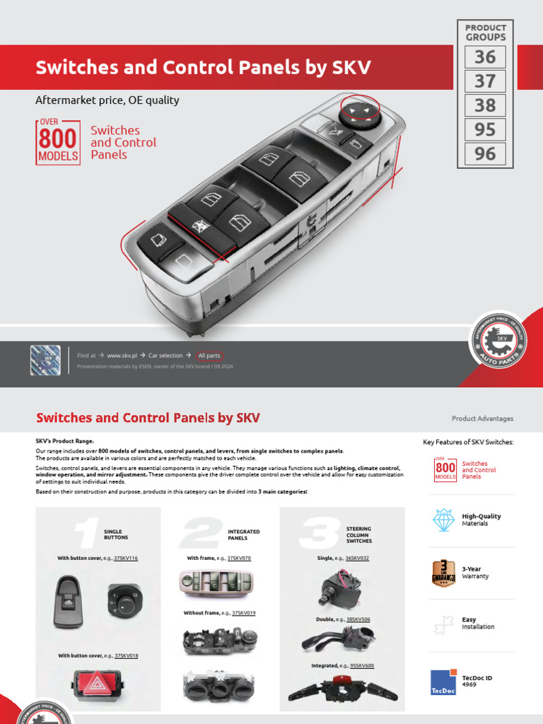 SKV Auto Parts - Switches and Control Panels by SKV | PDF | Switch | Electrical Connector