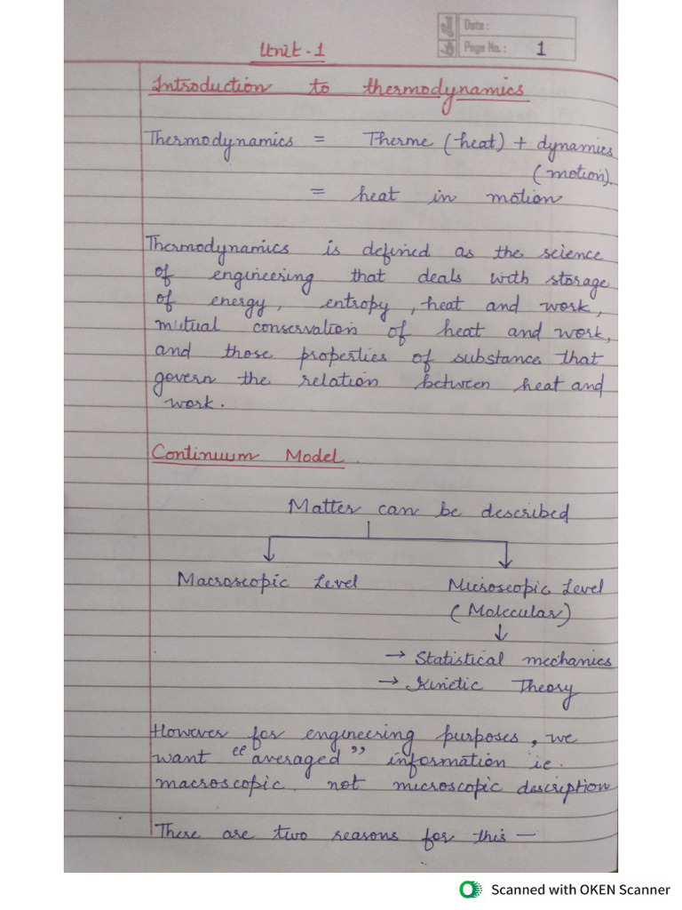 Unit 1 (Notes) Introduction to Thermodynamics_Dr. Garima Chanana_1 | PDF