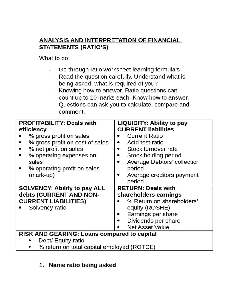 Analysis and Interpretation of Financial Statements | PDF | Share ...