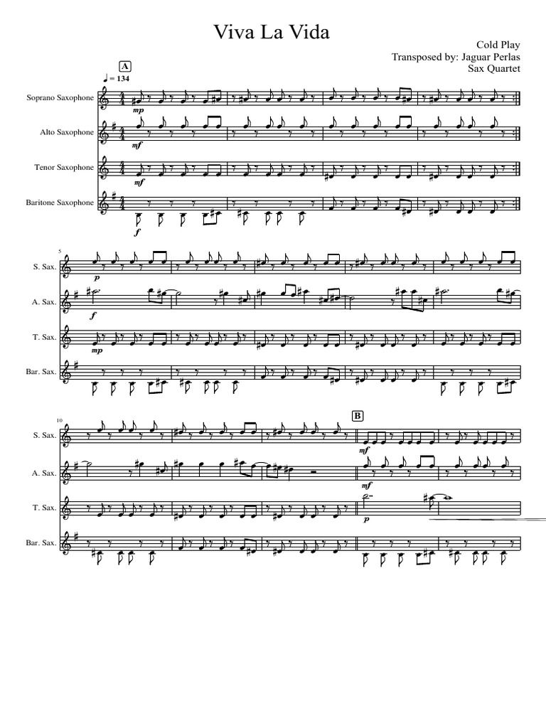 Viva_La_Vida_Sax_Quartet | PDF
