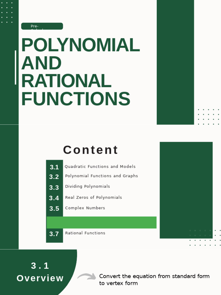 polynomial and rational functions slides | PDF | Asymptote | Polynomial