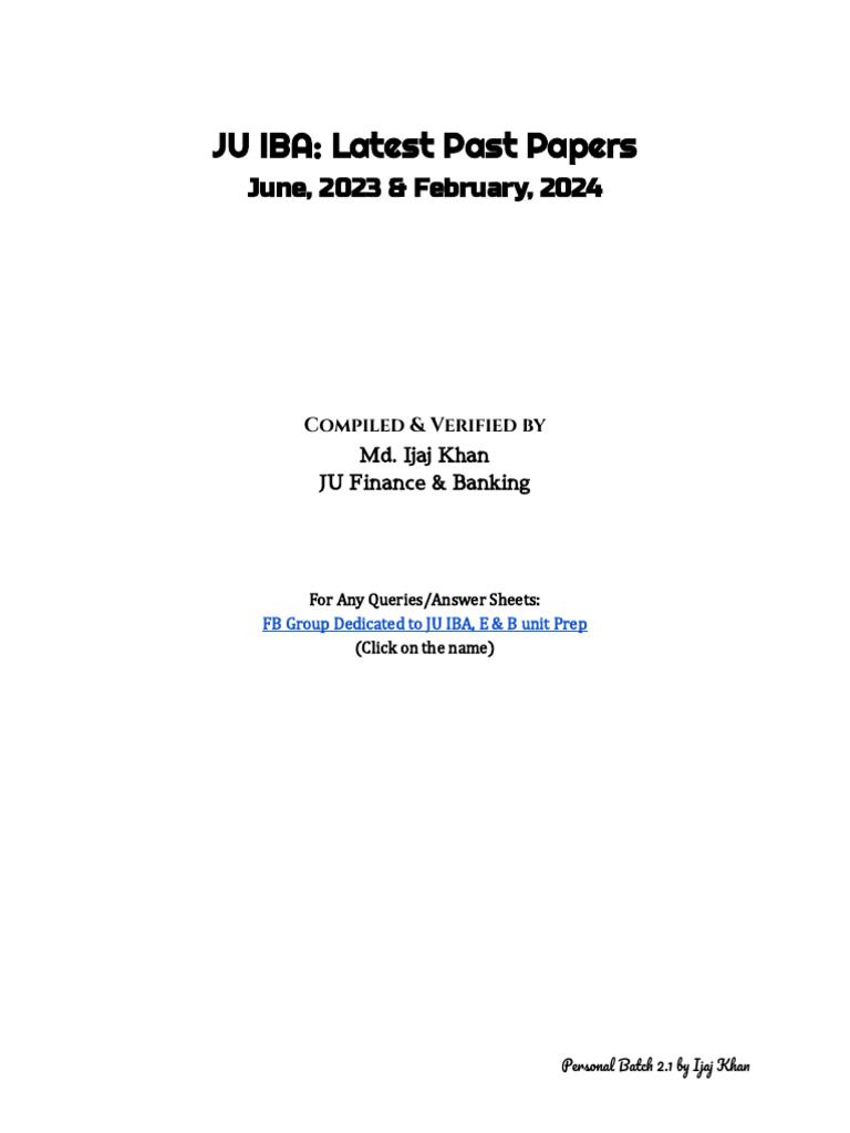 JU IBA Exam Prep Papers | PDF | Adverb | Interest