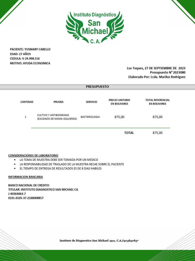 Ppto - Yesmary Cabello 27 - 27092023 | PDF