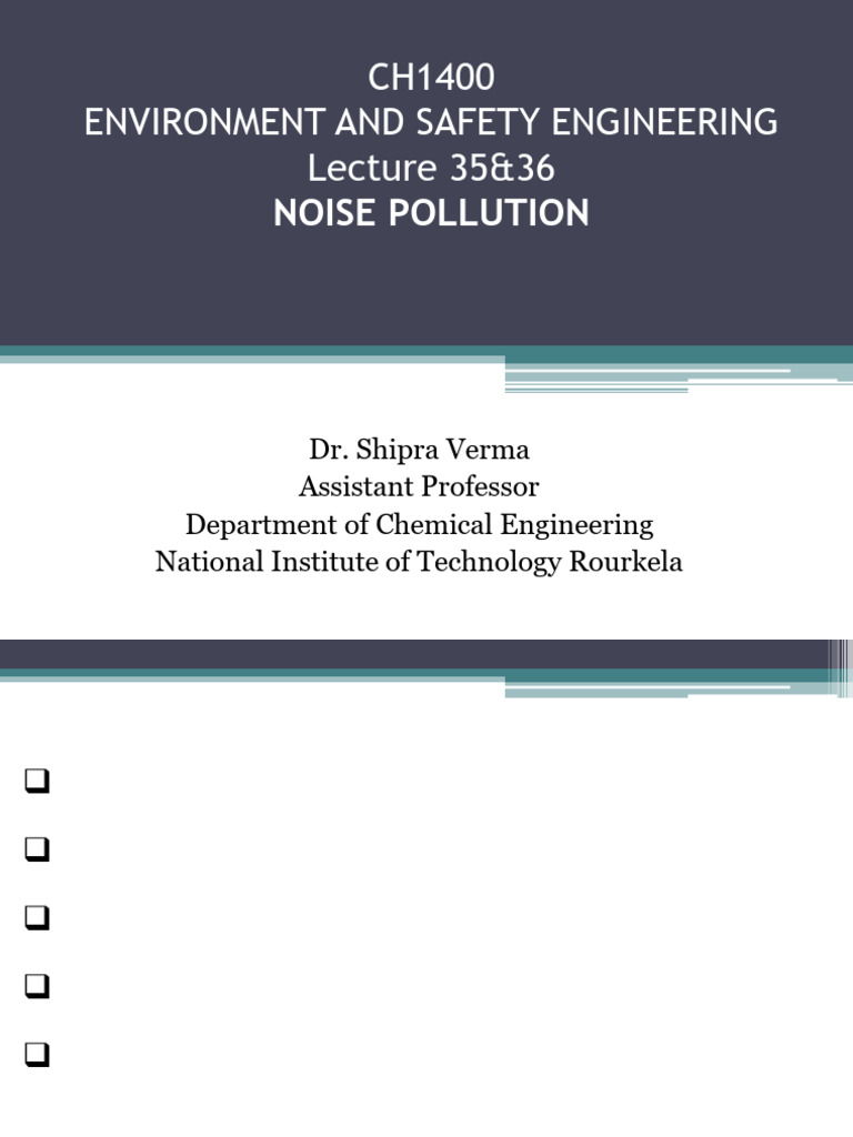 Lecture-35 & 36 - Noise Pollution | PDF | Sound | Decibel