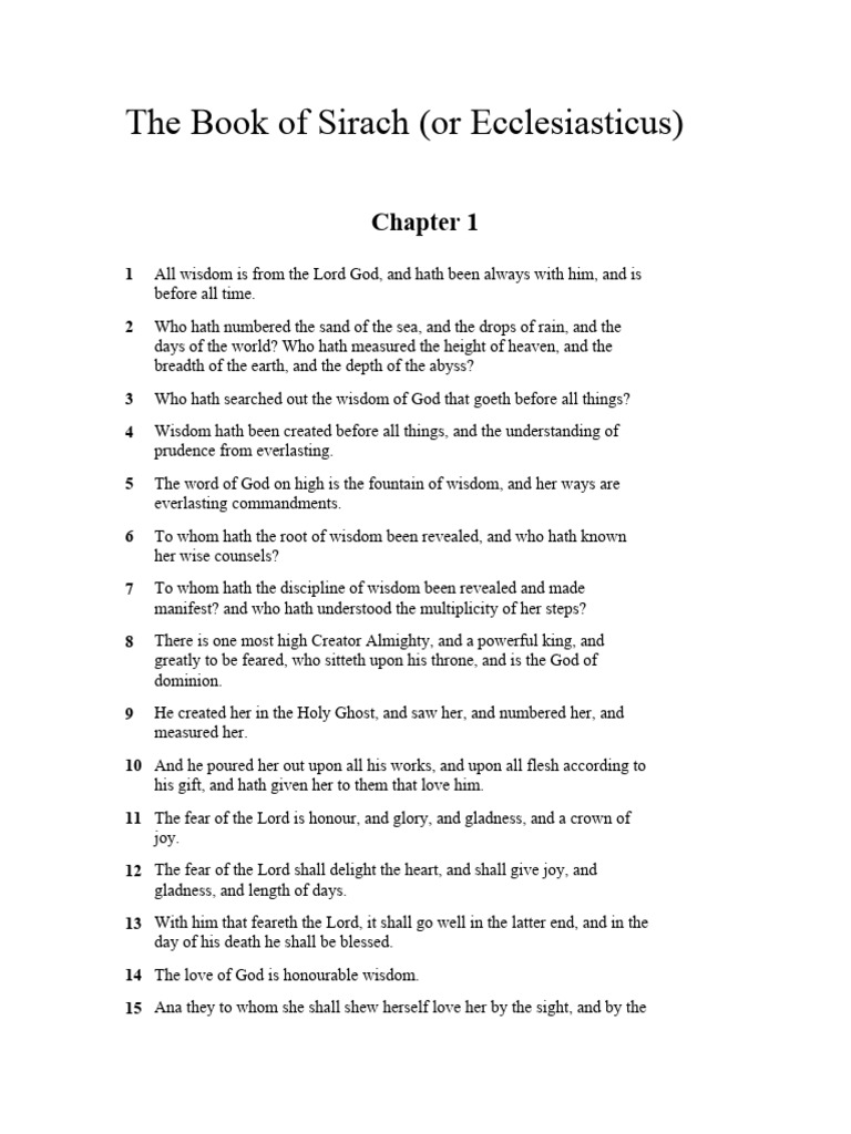 The Book of Sirach: Wisdom and Fear of God | PDF | Glory (Religion) | Sin