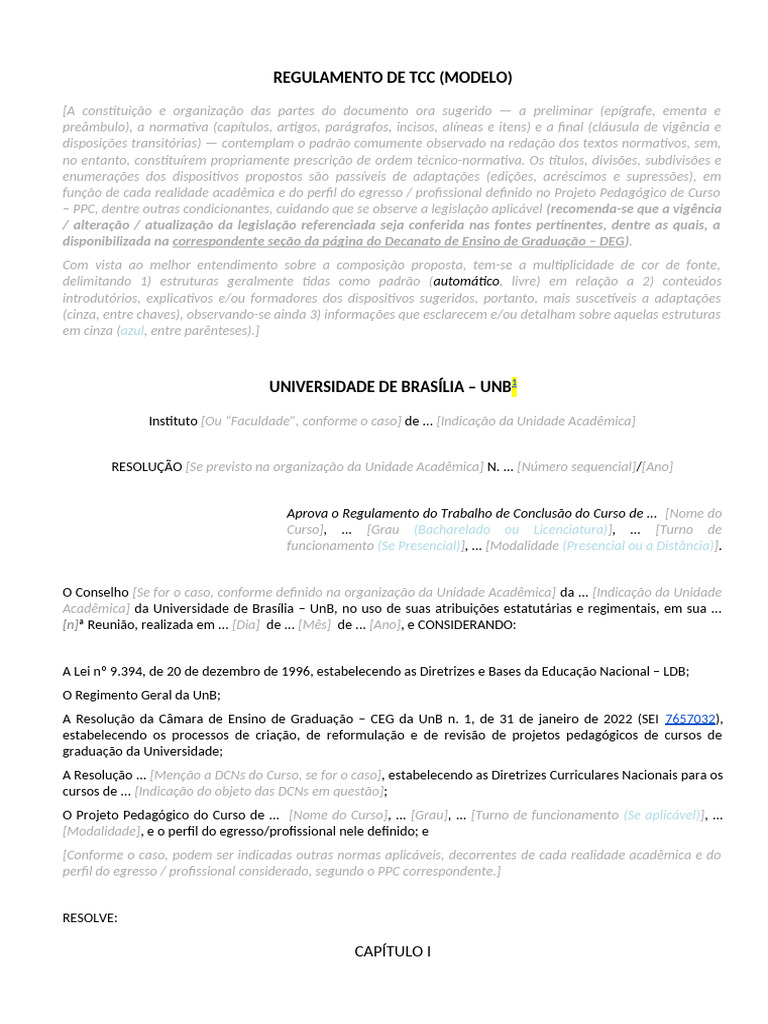 Regulamento de TCC Modelo | PDF