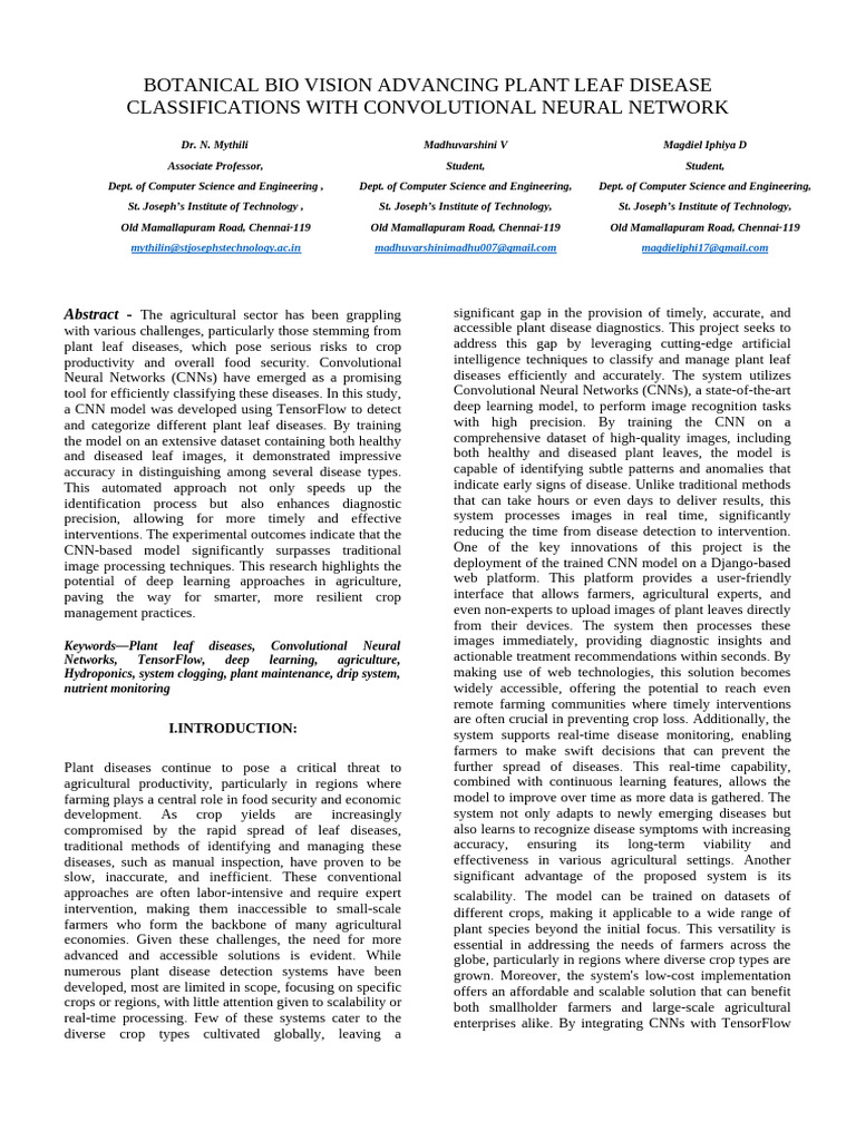 Plant Leaf Disease Detection Pdf Artificial Neural Network Deep Learning