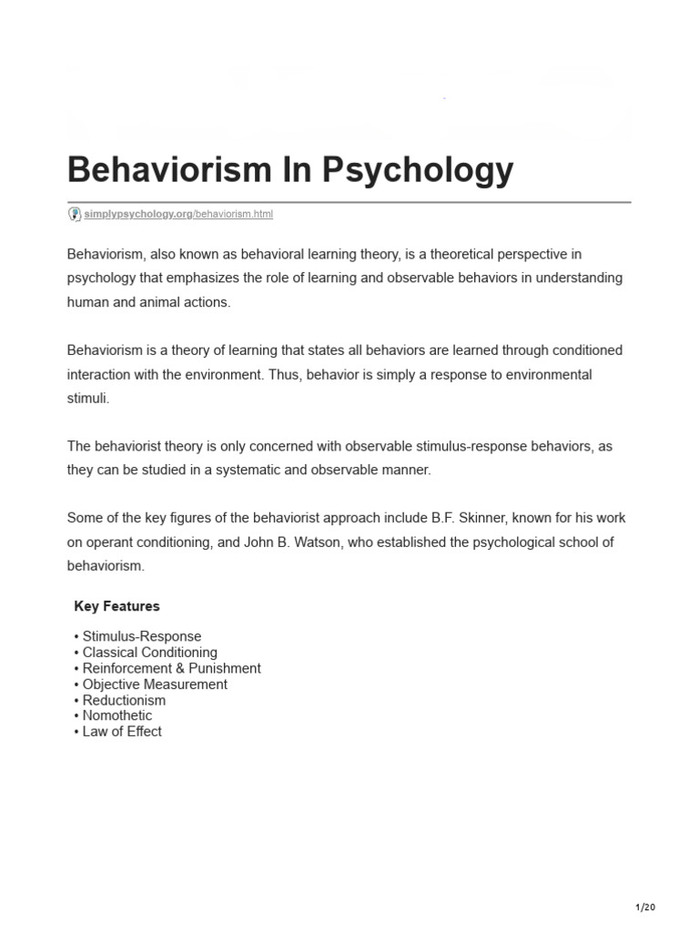 Psychology Students' Guide to Behaviorism | PDF | Behaviorism | Classical Conditioning