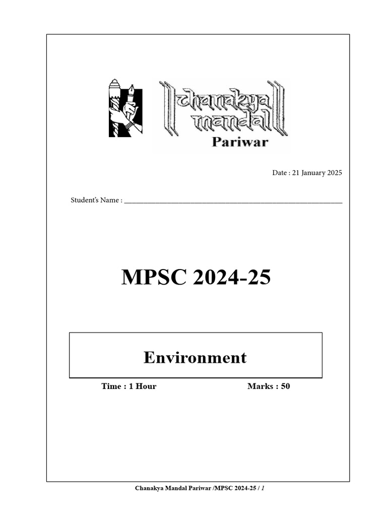 MPSC Environment Descriptive 21-1-25 For Checking | PDF