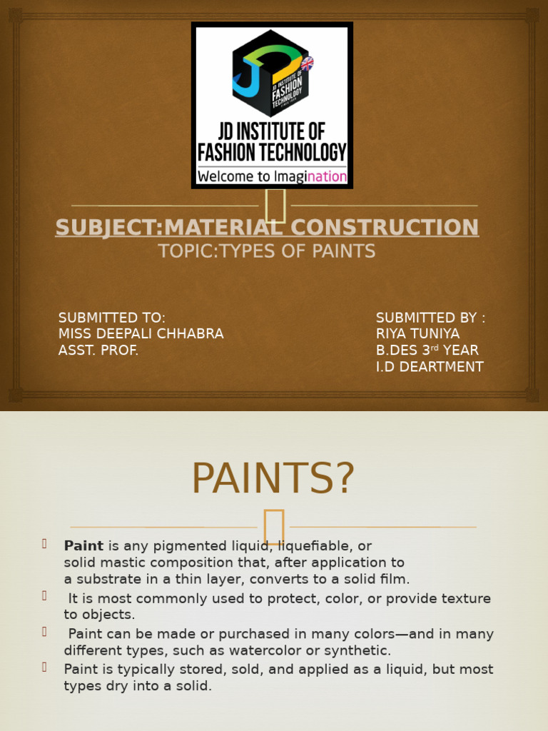 Types of Paints and Their Properties | PDF | Paint | Acrylic Paint