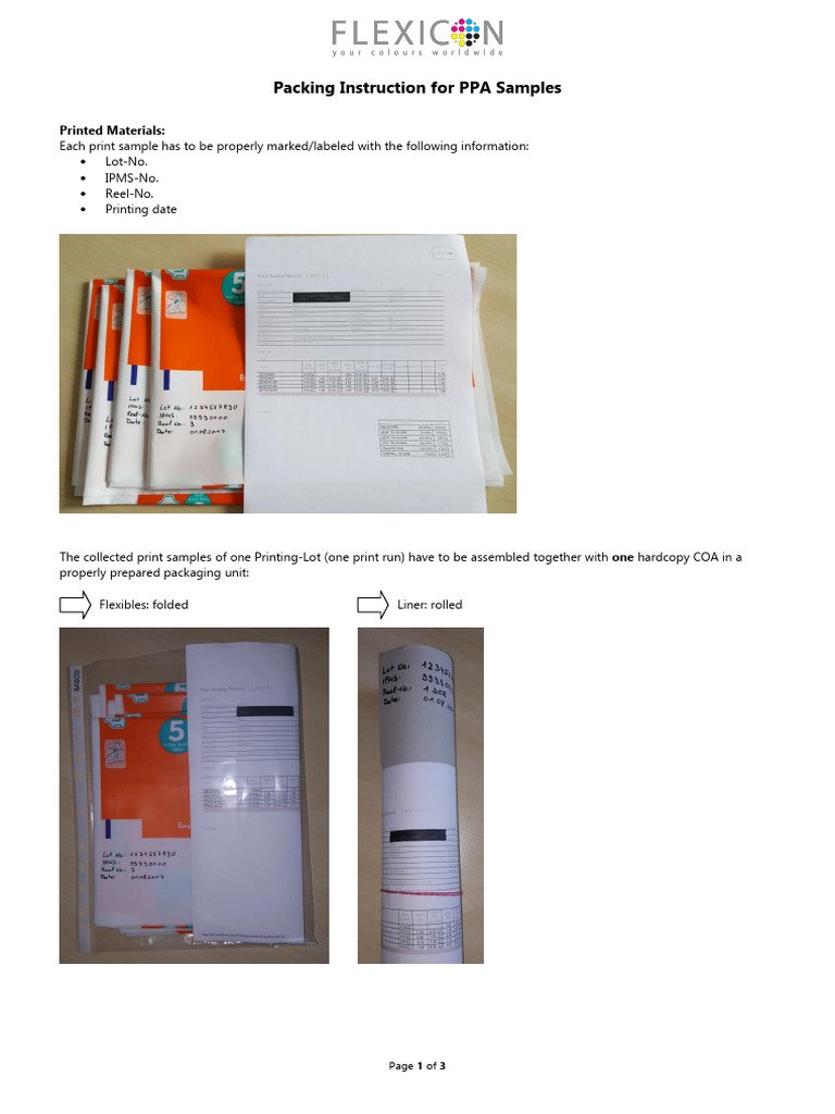 Packing Instructions for PPA Samples | PDF