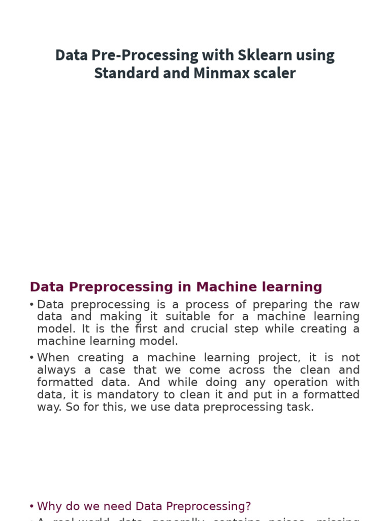 Data Pre-Processing With Sklearn Using Standard and Minmax | PDF | Dependent And Independent ...