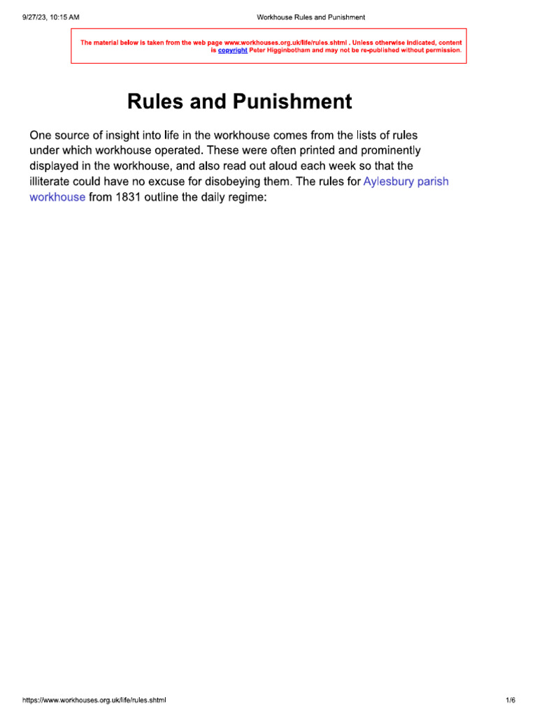 workhouse rules and punishment | PDF
