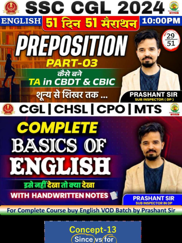 51 Din 51 Marathon by Prashant Sir Day 29 Preposition Class 03 Class | PDF