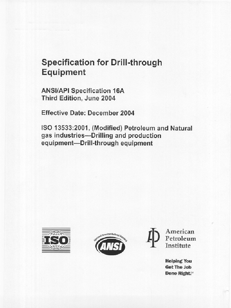 API SPEC 16A June2004 Specification For Drill Through Equipment 3rd ...