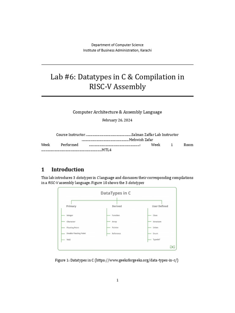 C Datatypes and RISC-V Compilation Guide | PDF | Pointer (Computer ...