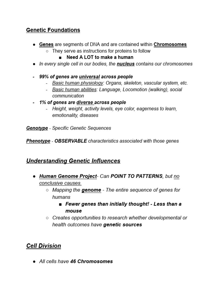 Genetic Foundations of Prenatal Development | PDF | Genetics | Genetic ...