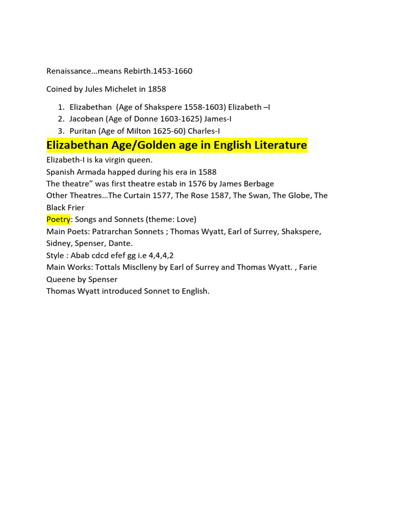 Elizebethian Age | PDF