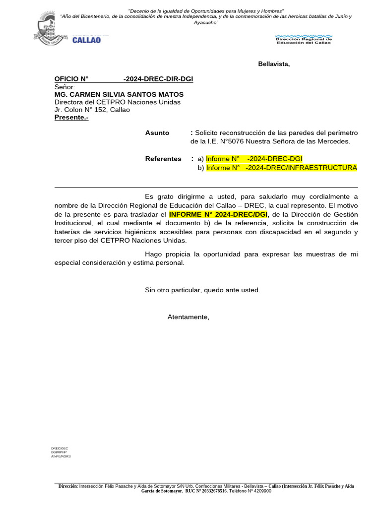 proyecto de OFICIO a CETPRO | PDF