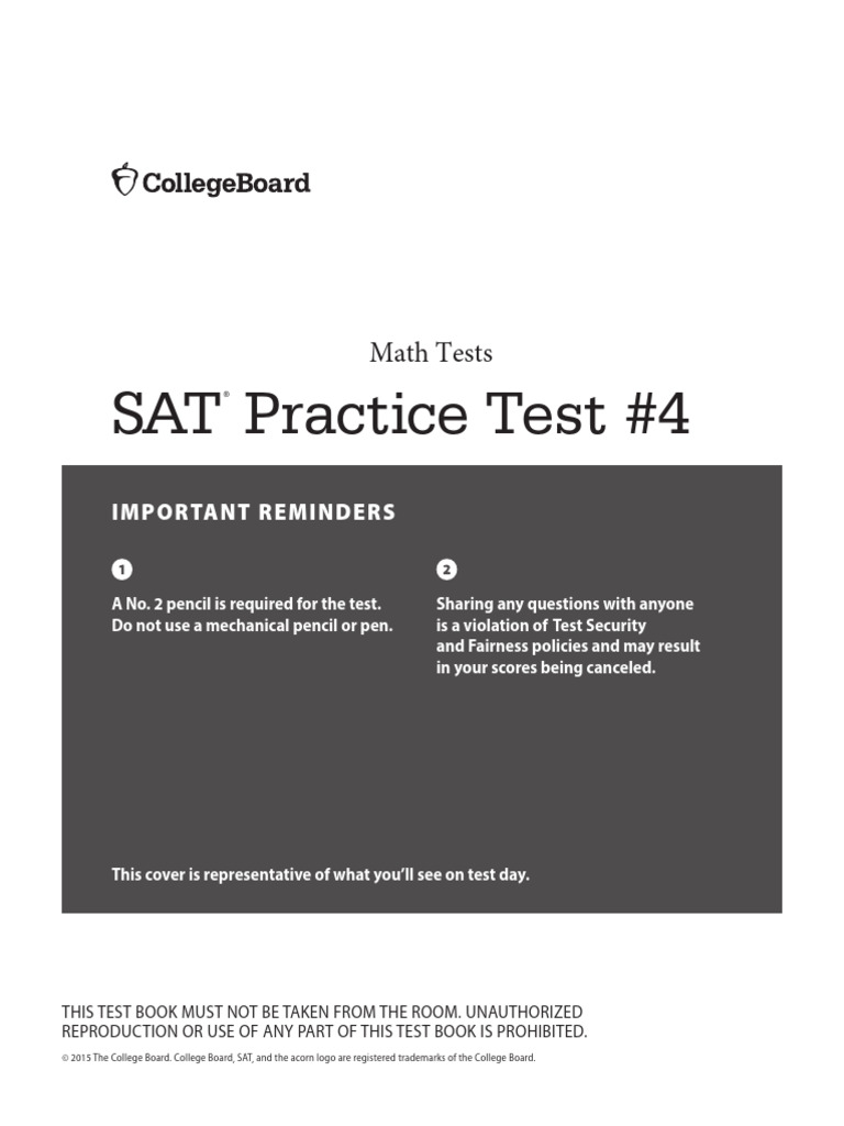 SAT Practice Test 4 Math Tests | PDF | Mathematics | Mathematical Objects
