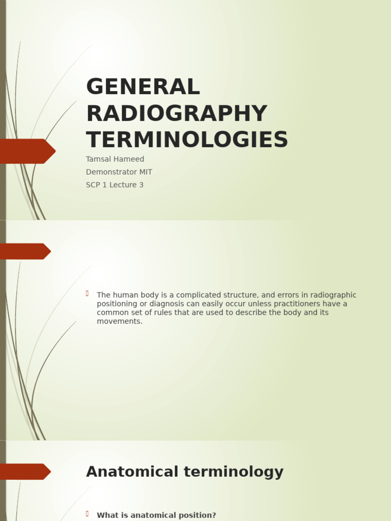 SCP 1 Lec 3 GR Terms | PDF | Anatomical Terms Of Motion | Anatomical ...