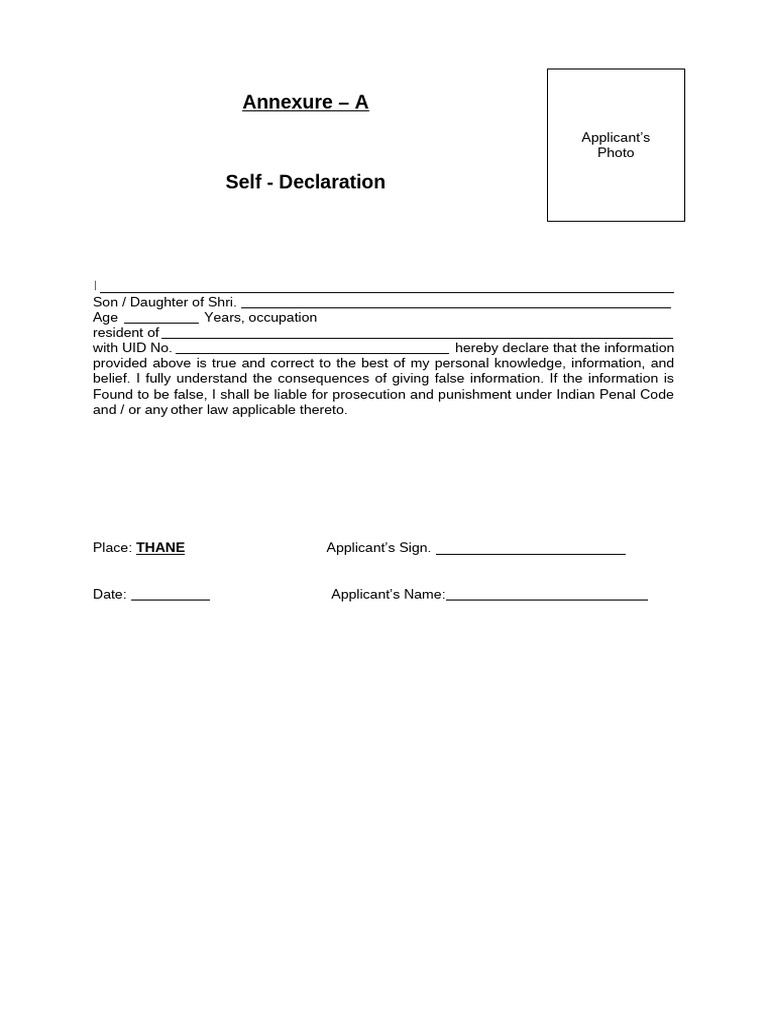 Self Declaration | PDF