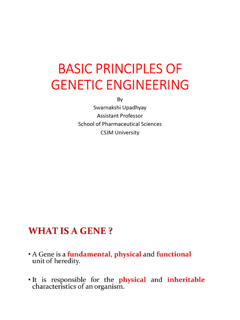 Genetic Engineering: Principles & Applications | PDF