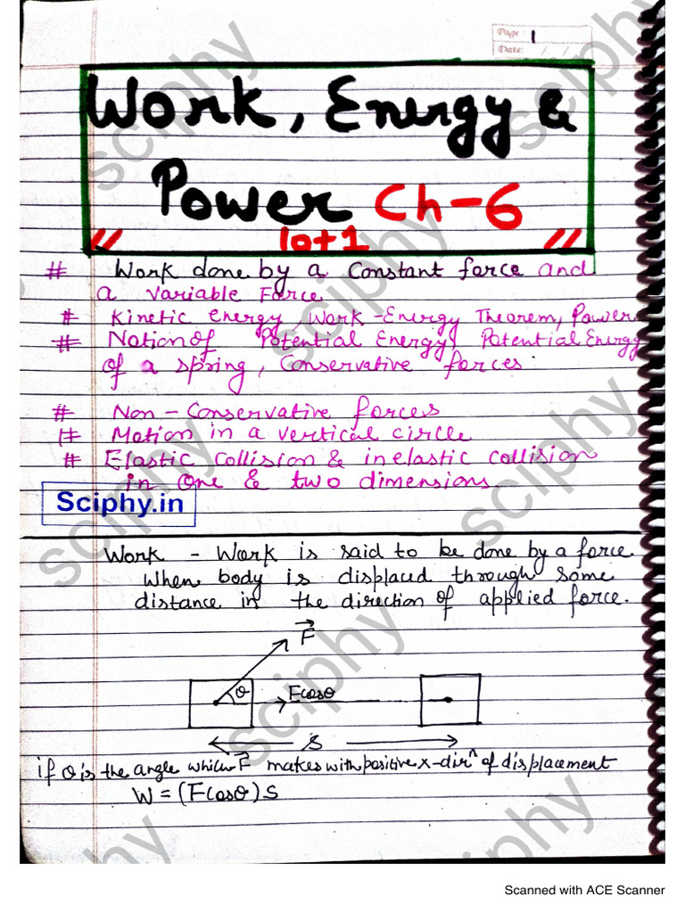 Work Energy & Power Notes - 1 PDF | PDF