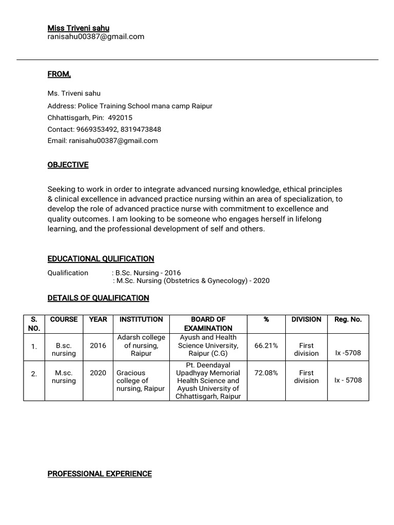 Triveni Sahu resume.. | PDF Triveni Sahu resume.. | PDF