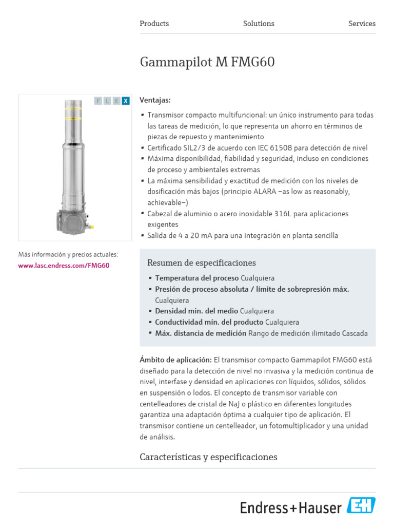 Endress-Hauser Gammapilot M FMG60 ES | PDF