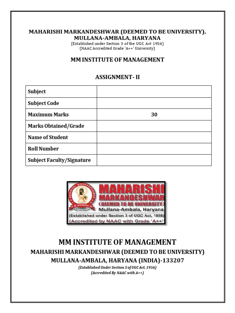 Assignment Front Page | PDF