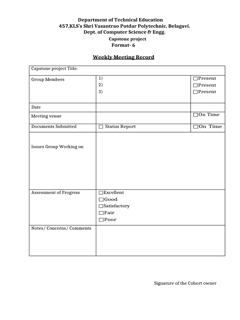 Weekly Meeting Record Template | PDF