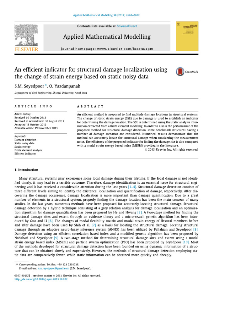 An efficient indicator for structural damage localization using the change of strain energy ...
