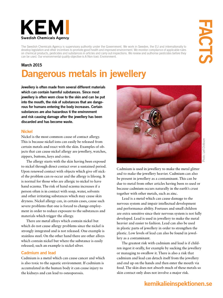 Dangerous Metals in Jewellery Guide | PDF | Nickel | Lead