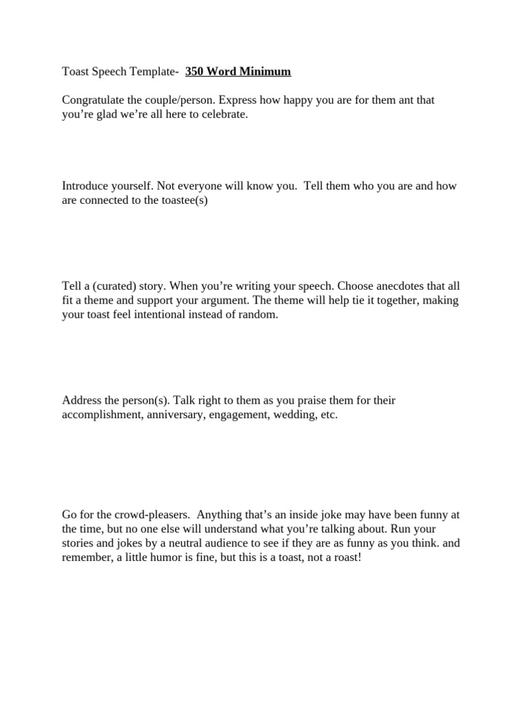 Toast Speech Outline and Tips | PDF