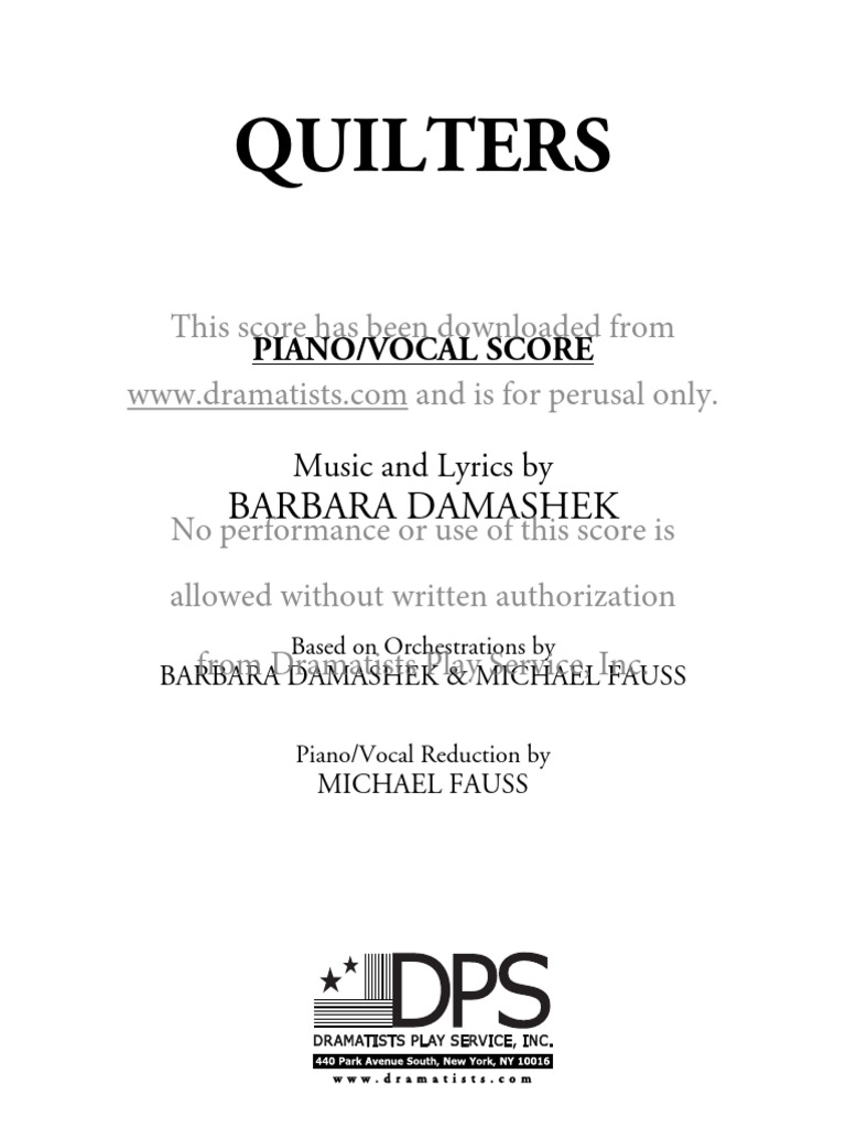 Quilters Piano/Vocal Score | PDF | Musical Compositions