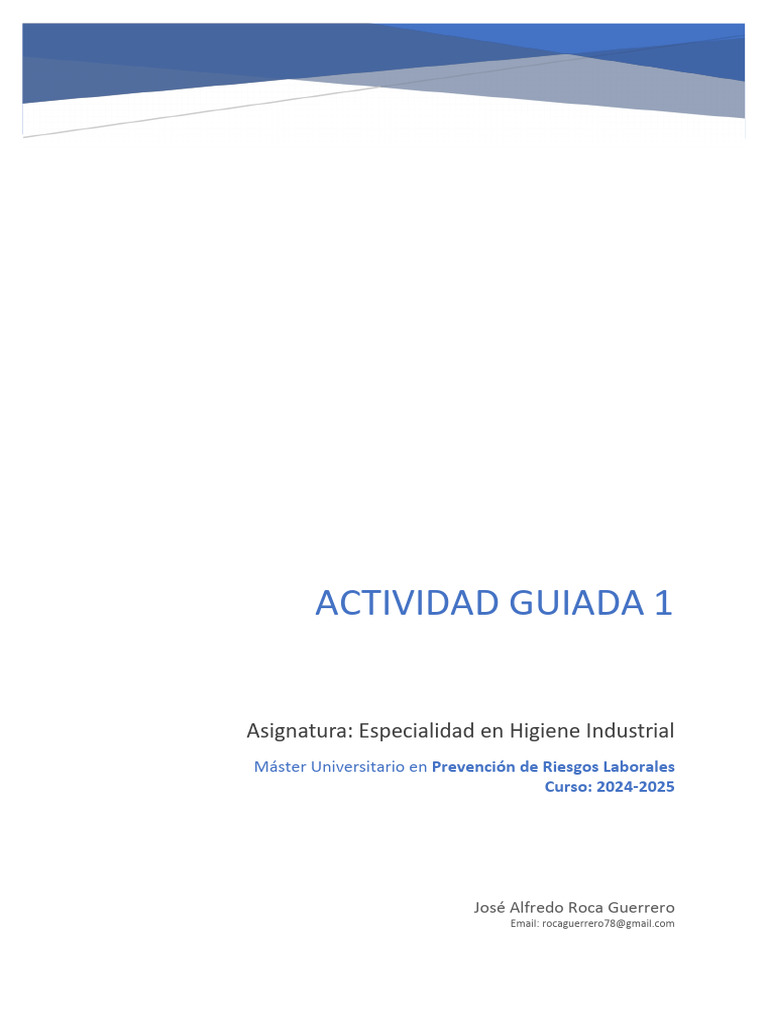 ACTIVIDAD GUIADA 1 ESPECIALIDAD HIGIENE INDUSTRIAL | PDF | Higiene Ocupacional