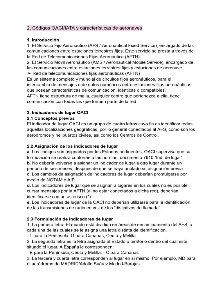 Códigos OACI y características aeronáuticas | PDF | Aeronave | Avión