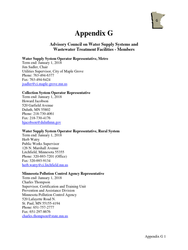Appendix G | PDF | Public Health | Water Supply