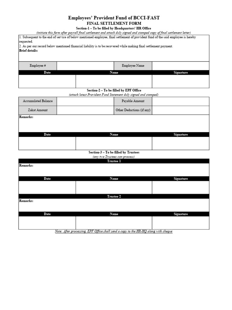 3 Provident Fund Final Settlerment Form | PDF