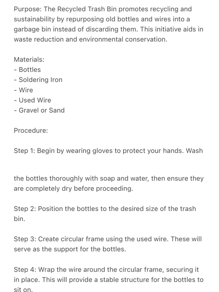 Purpose - The Recycled Trash Bin Promotes Recycling and Sustainability ...