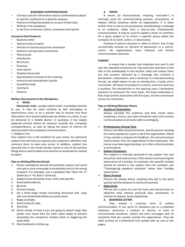 Finals Purcom Reviewer Quiz | PDF | Memorandum | Written Communication
