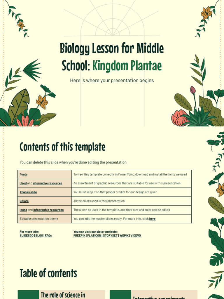 Biology Lesson For Middle School - Kingdom Plantae by Slidesgo | PDF ...