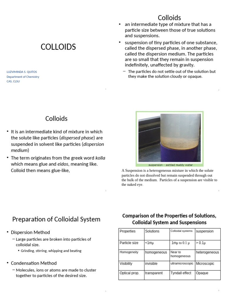 Colloids | PDF | Osmosis | Colloid